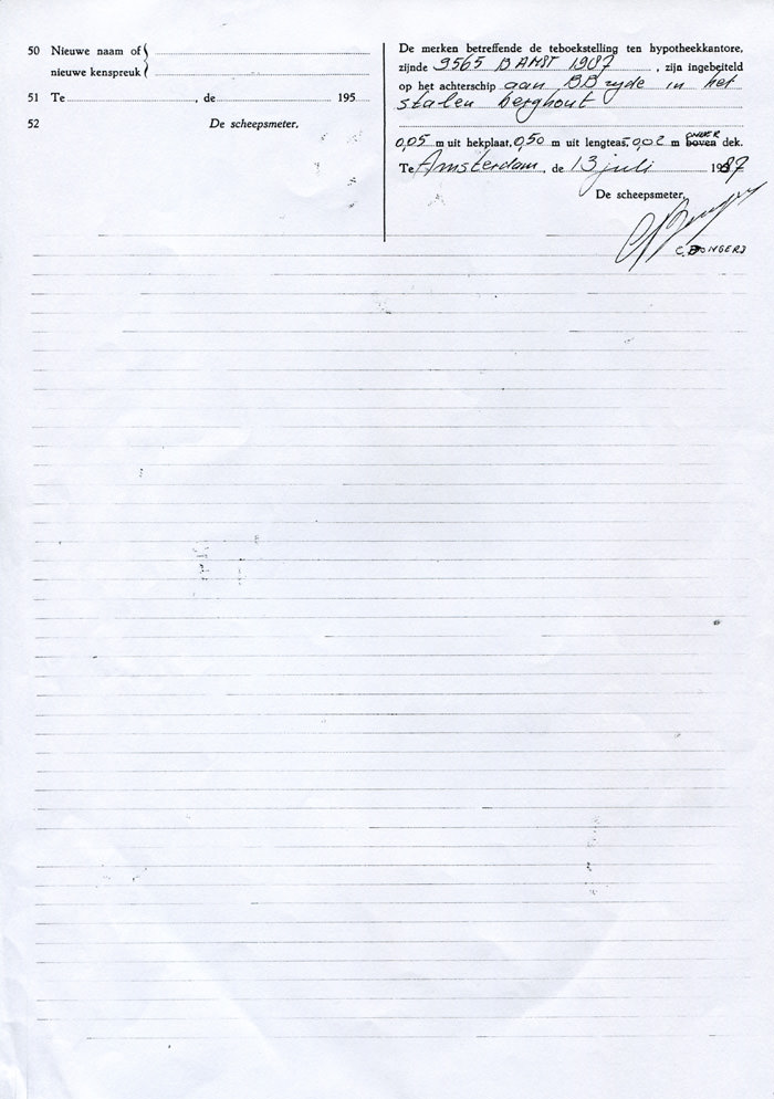 Meetbrief skûtsje "Twa Famkes" 1954 - A 15814 N | twafamkes.nl